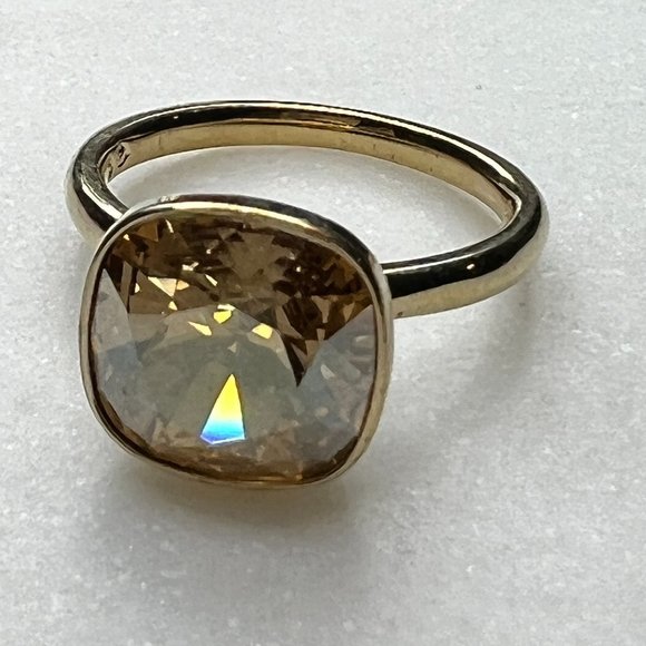 Swarovski | Jewelry | Swarovski Lattitude Bezel Cocktail Ring Champagne ...